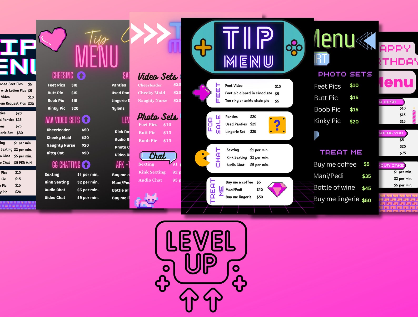 Onlyfans Tip Menu, Six Gamer Themed Tip Menu, Editable Canva Templates ...