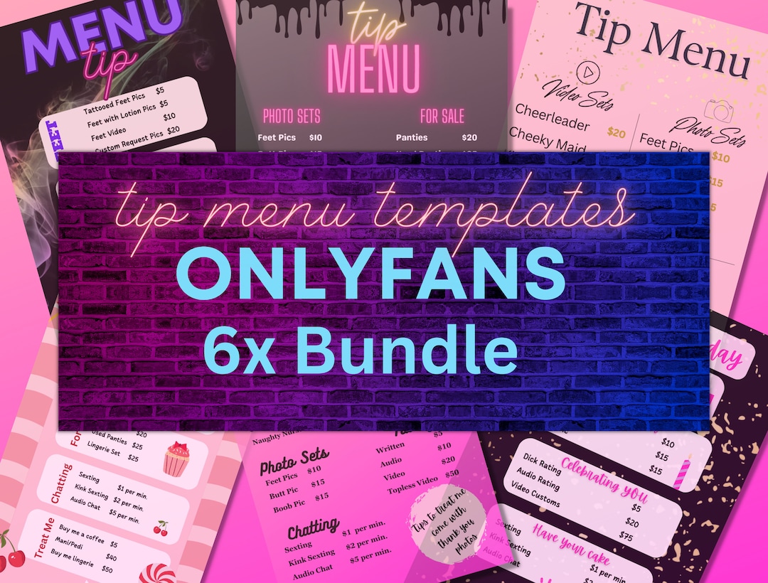 Onlyfans Tip Menu, Onlyfans Graphics, Six Editable Canva Templates ...