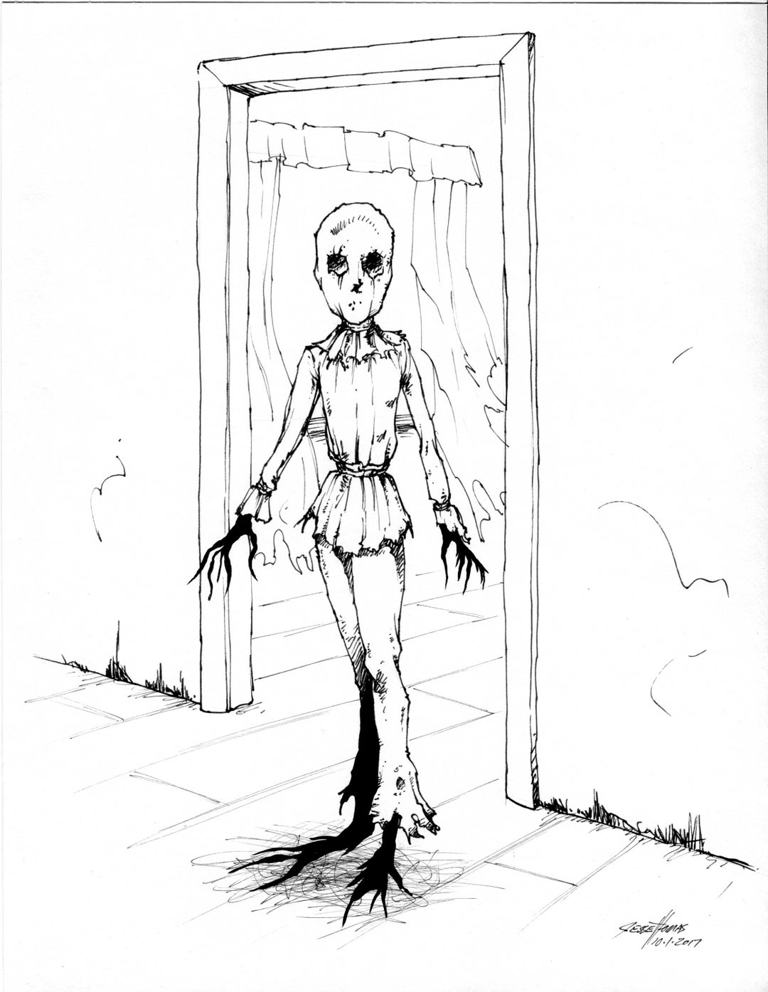 Creepy Halloween Ink Drawing - Original Art - Etsy