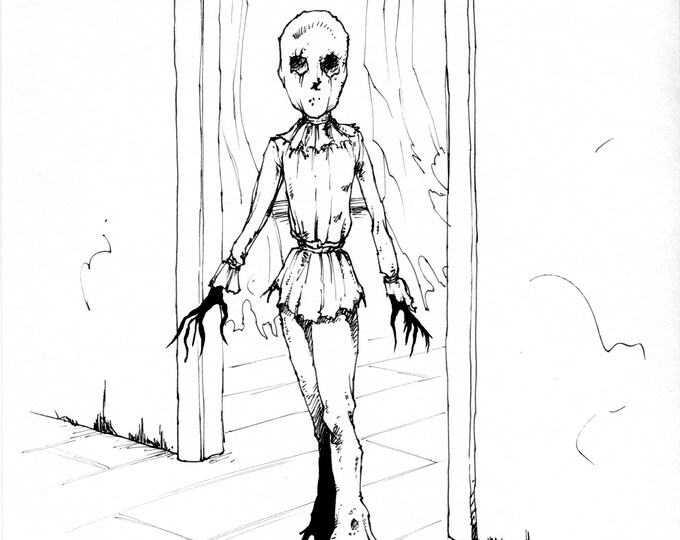 Creepy Halloween Ink Drawing - Original Art - Etsy