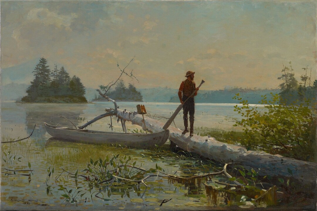 Winslow Homer - the Trapper (1870) Museum Quality Rolled Oil Painting ...