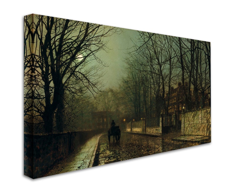 John Atkinson Grimshaw - A Wet Moon, Putney Road 1886 Museum Quality ...