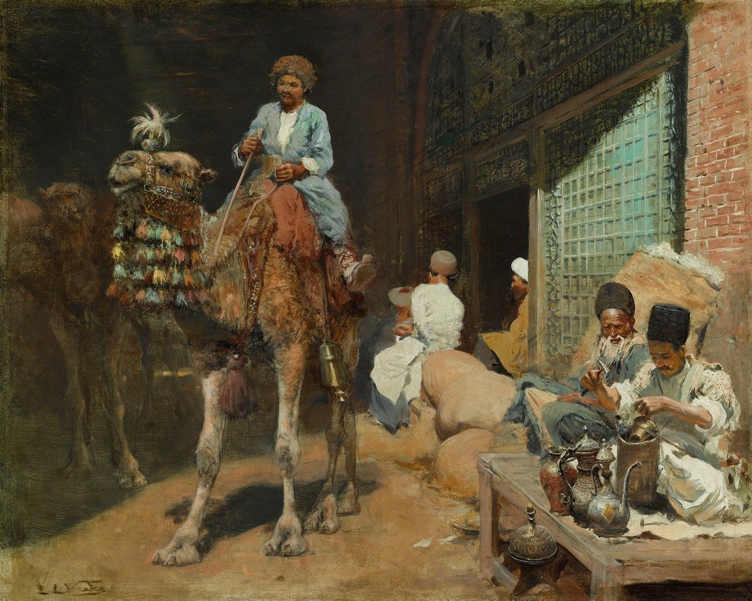 Edwin Lord Weeks - A Market in Isfahan 1885 Museum Quality Rolled Oil ...