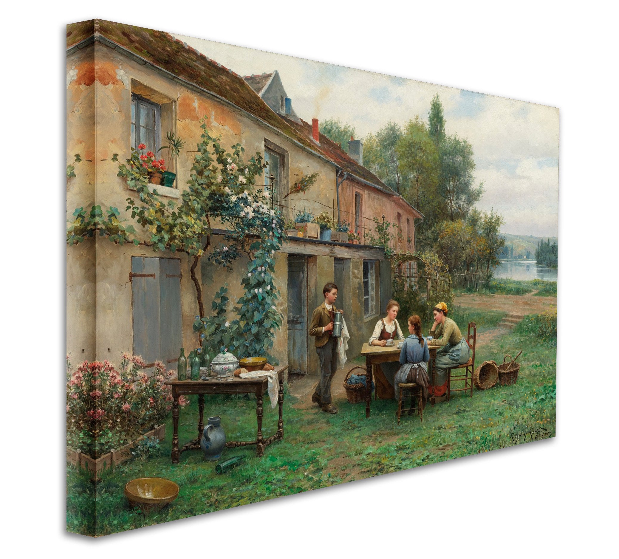 lowest price hot sale Daniel Ridgway Knight (1839-1924) - Coffee in the Garden, Museum Quality ...