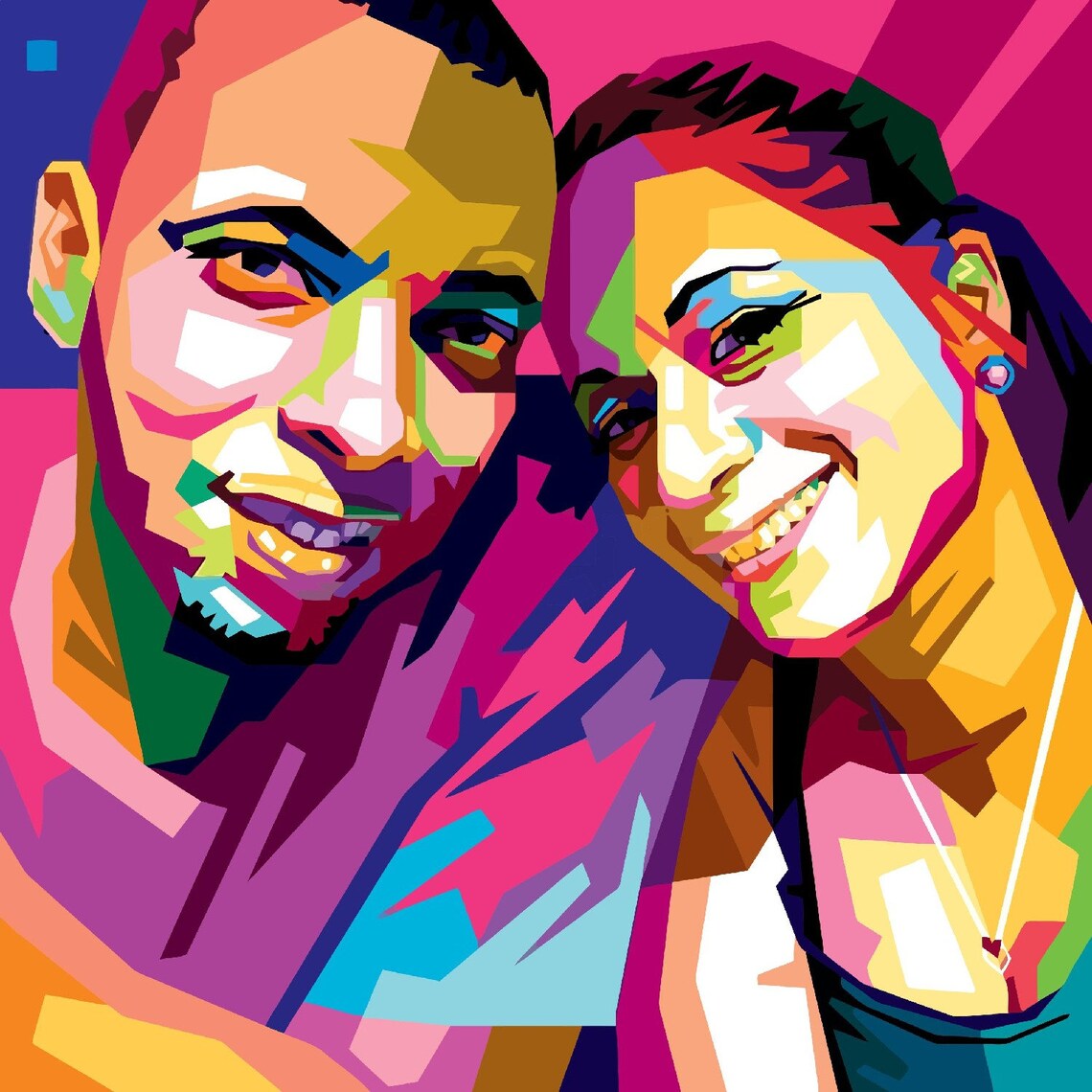 Custom Pop Art Oil Painting Your Couple Photo to WPAP Pop Art - Etsy