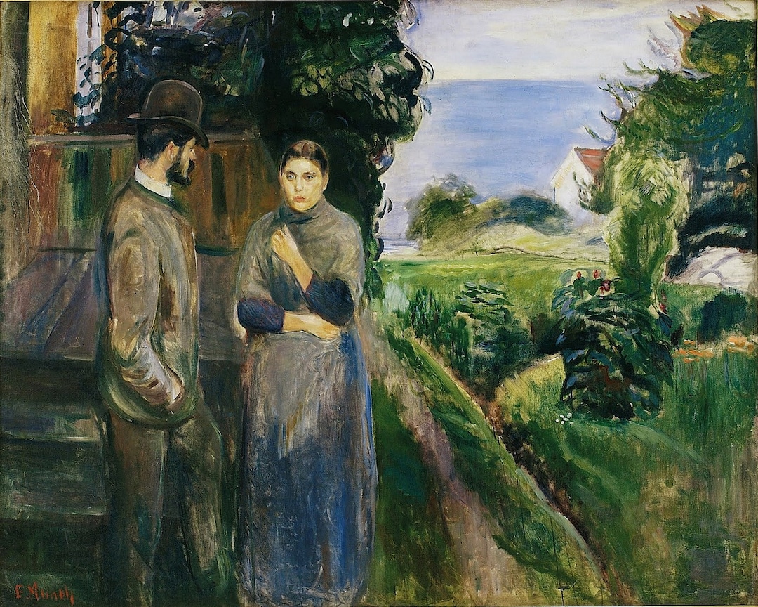 Edvard Munch - Evening Talk 1889 Museum Quality Rolled Oil Painting ...