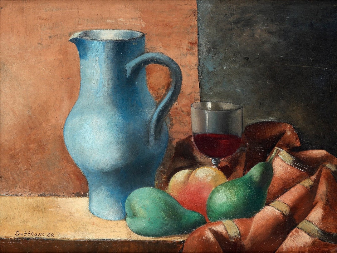 Eric Detthow - Still Life With Blue Pitcher and Wine Glass 1924 Museum ...