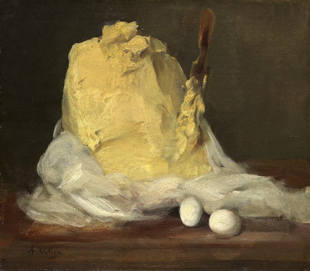 Antoine Vollon, Mound of Butter 1875 Hand Painted Museum Quality Rolled ...
