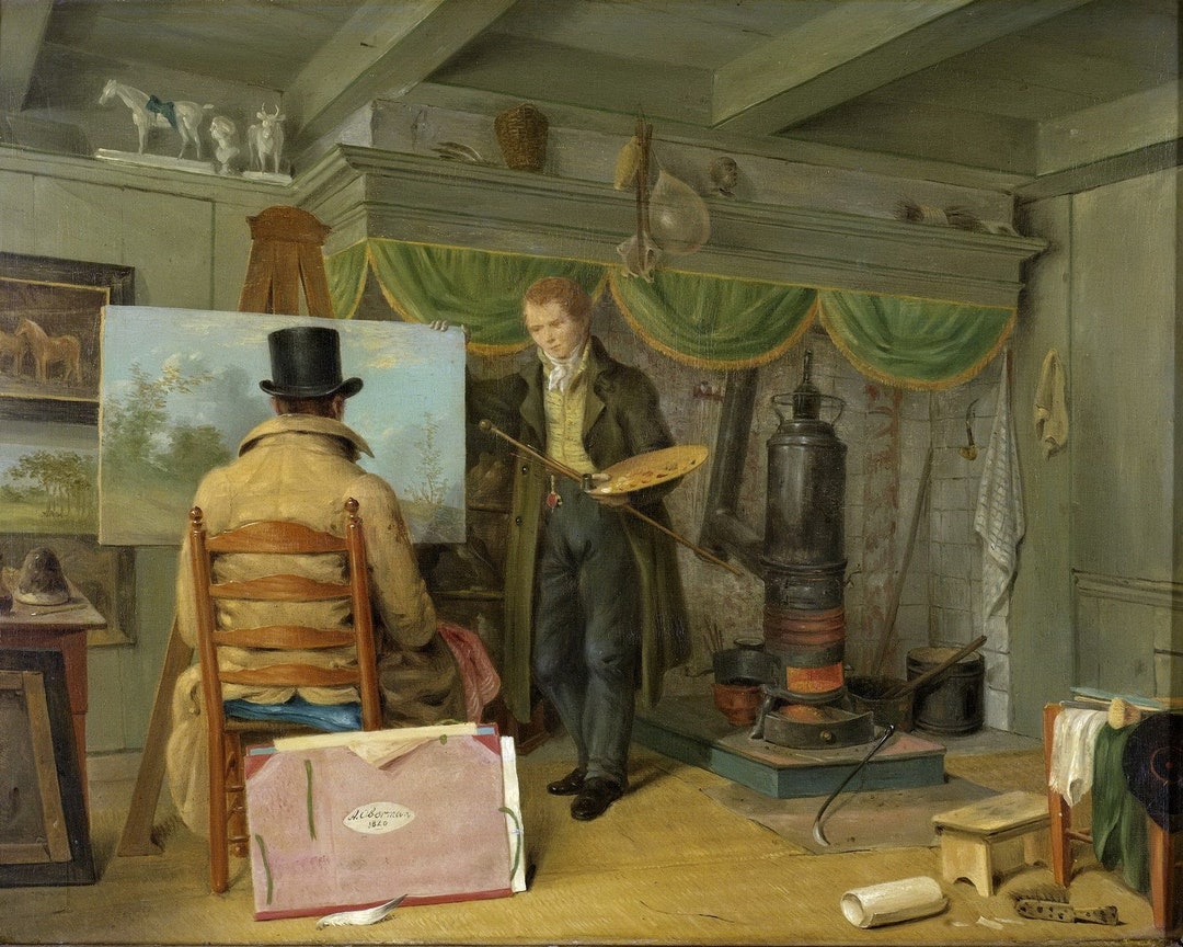 Anthony Oberman - Painter in His Studio 1820 Museum Quality Rolled Oil ...