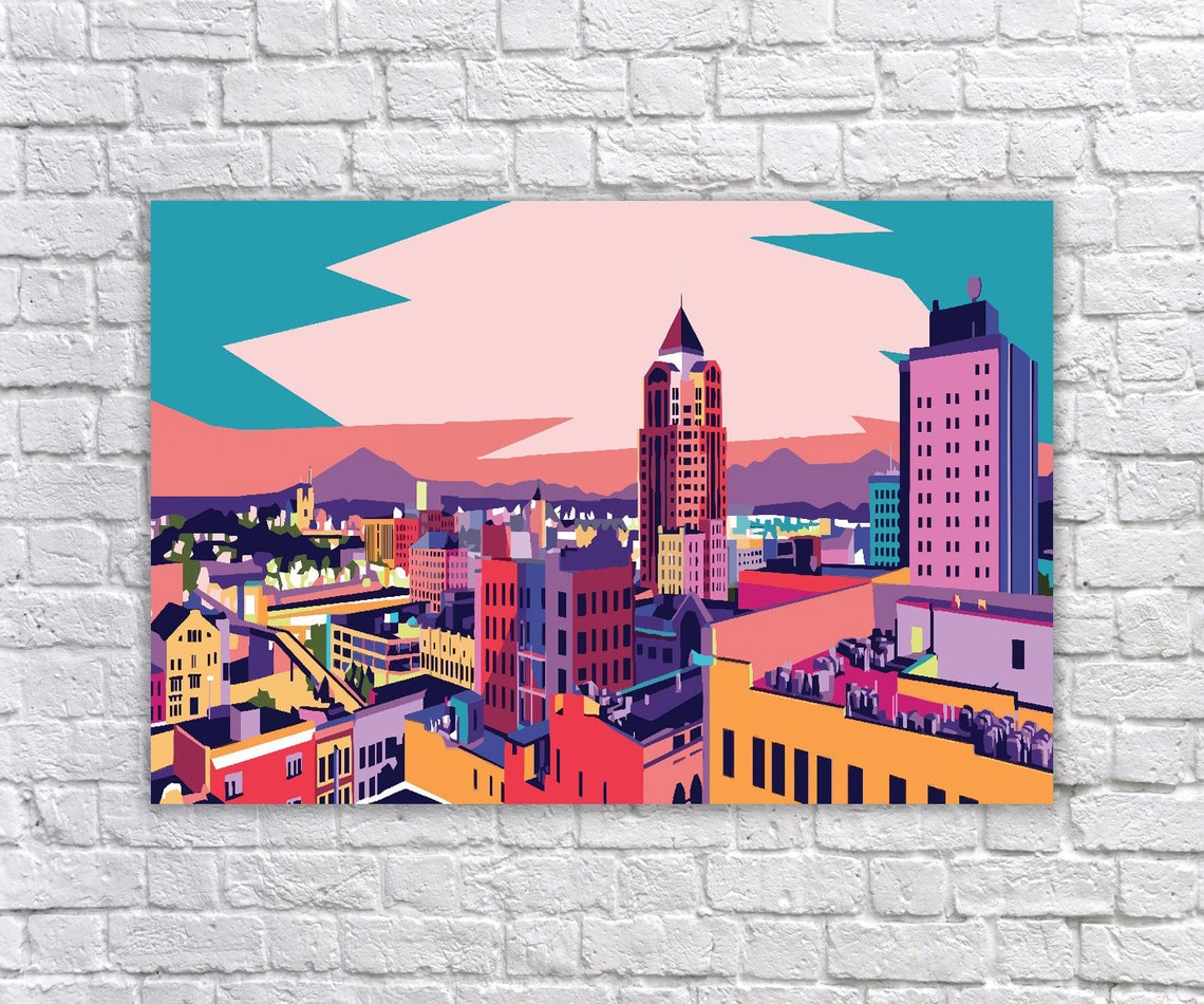 Custom Pop Art City Skyline Landscape Nature Landscape | Etsy