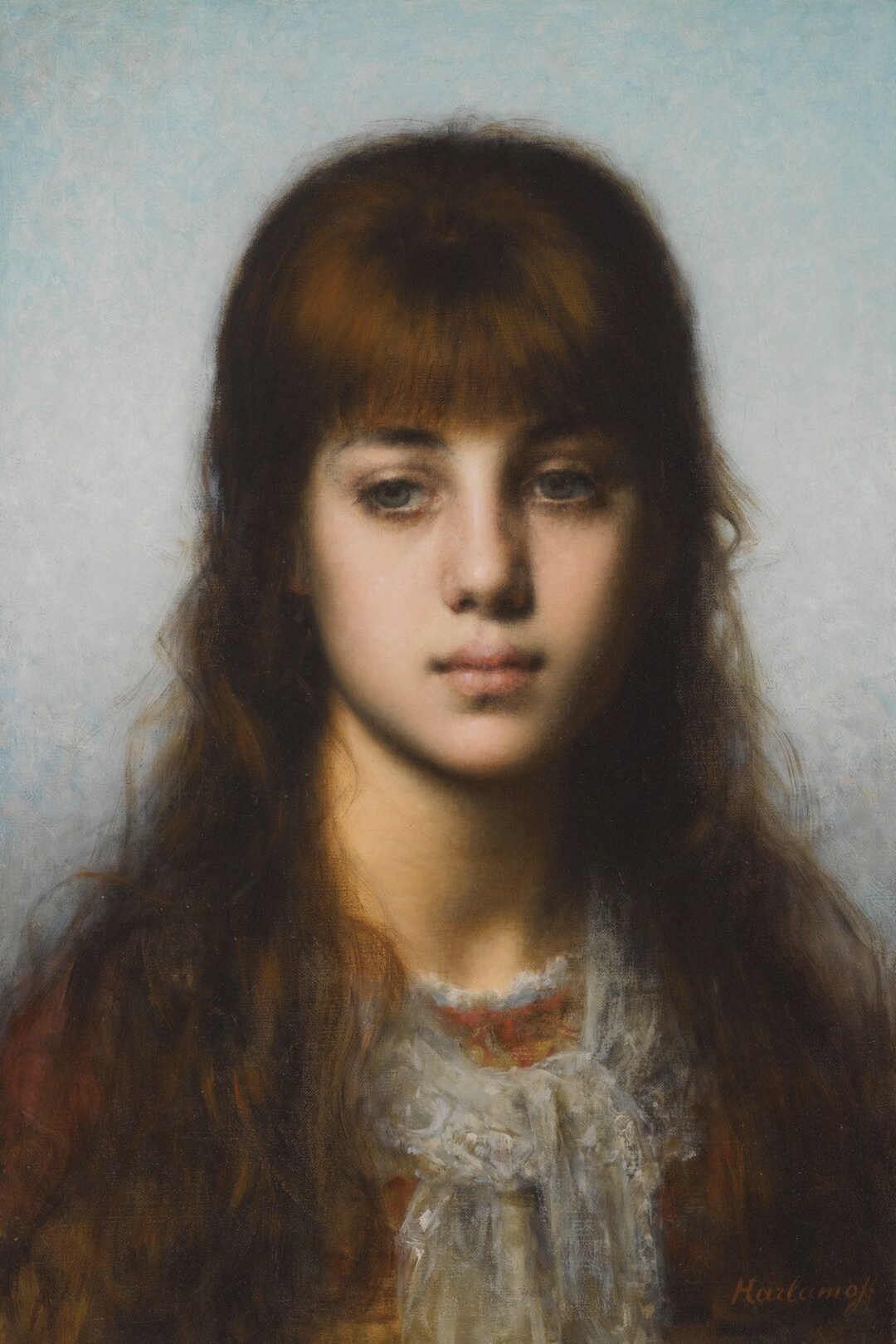 Alexei Harlamoff (1840 - 1925) - Study of a Girl, Museum Quality Rolled ...