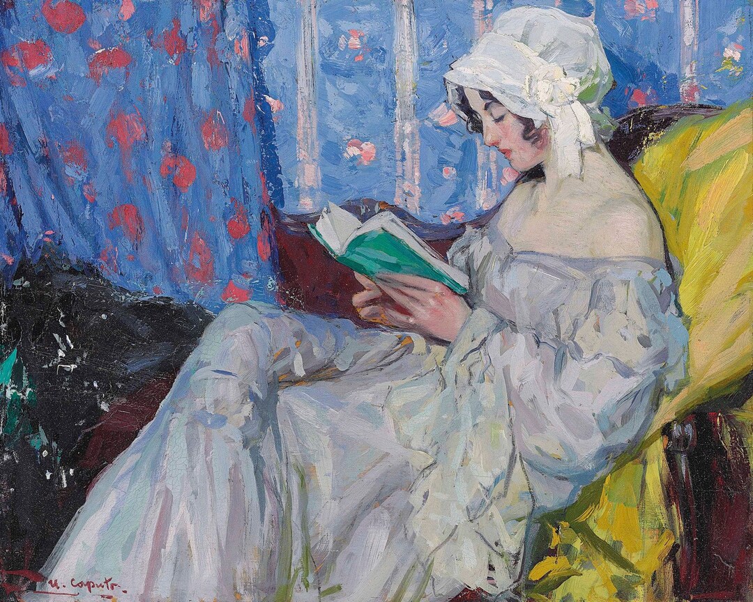 Ulisse Caputo (1872 - 1948) - Reading Light, Museum Quality Rolled Oil ...