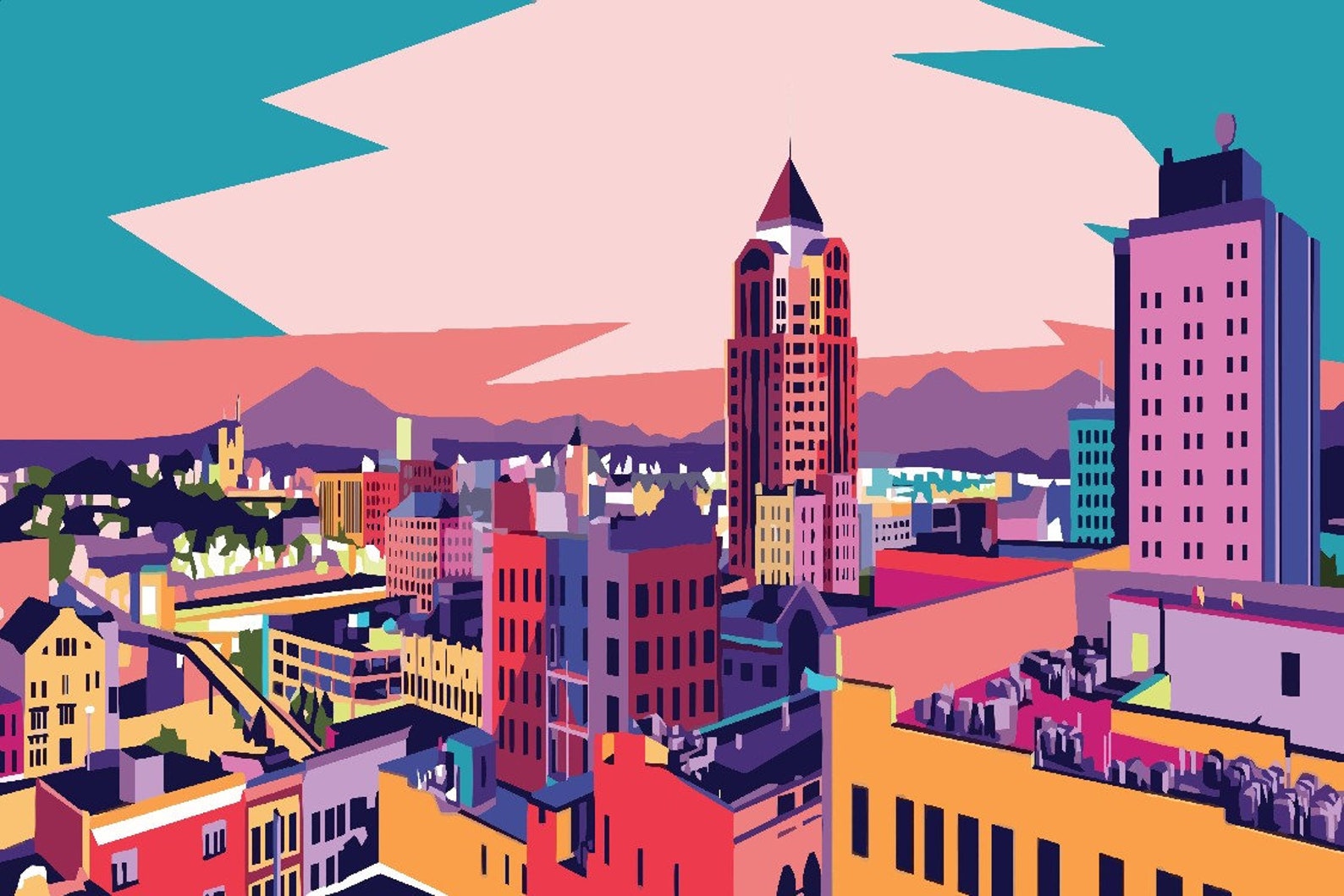 Custom Pop Art City Skyline Landscape Nature Landscape | Etsy