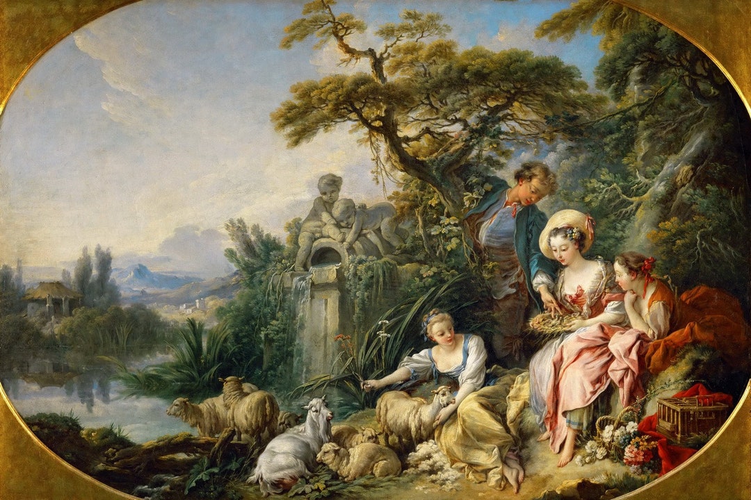 Francois Boucher - the Shepherd’s Present (1768) - Rolled Oil Painting ...
