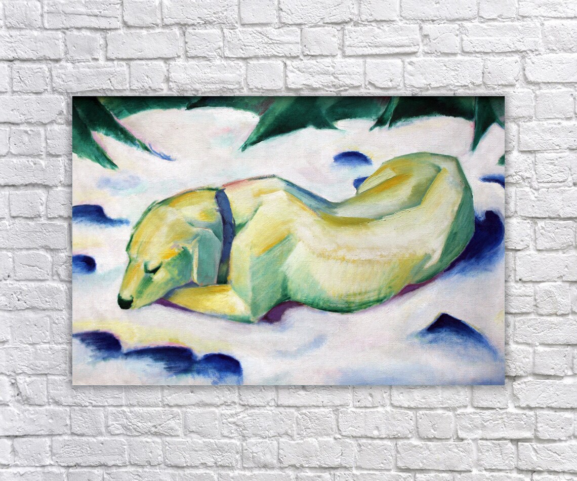 Franz Marc : Dog Lying in the Snow 1911 Oil Painting Museum | Etsy