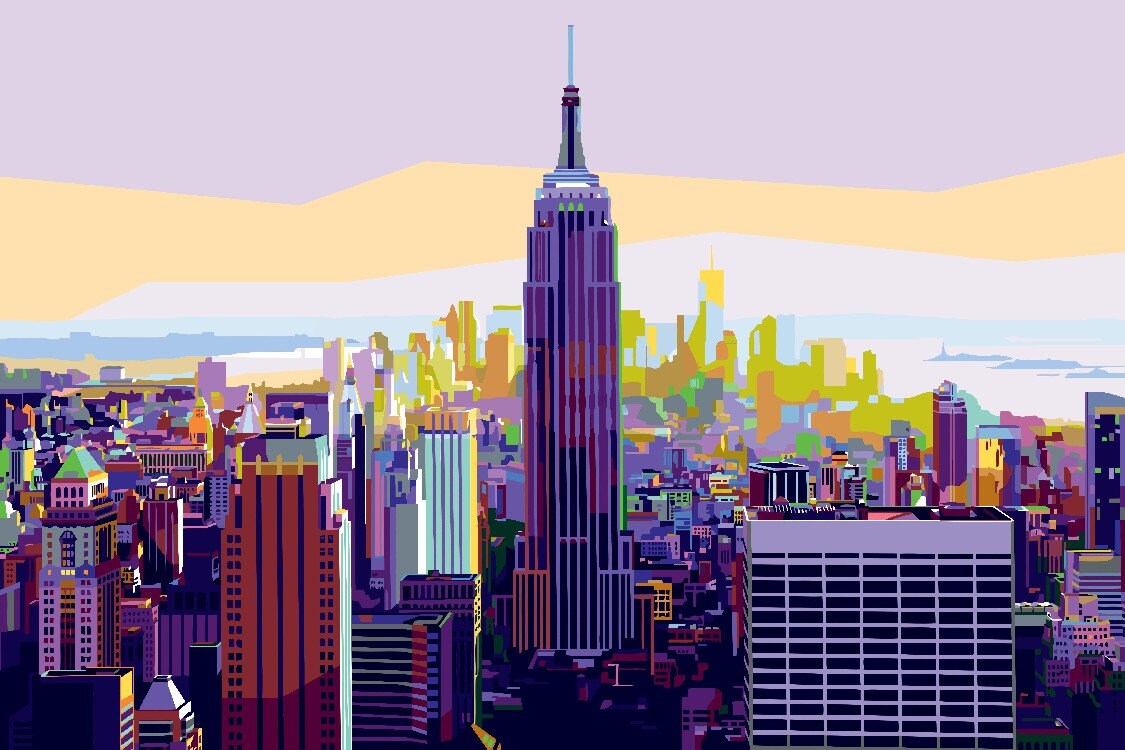 Custom Pop Art City Skyline Landscape Nature Landscape | Etsy