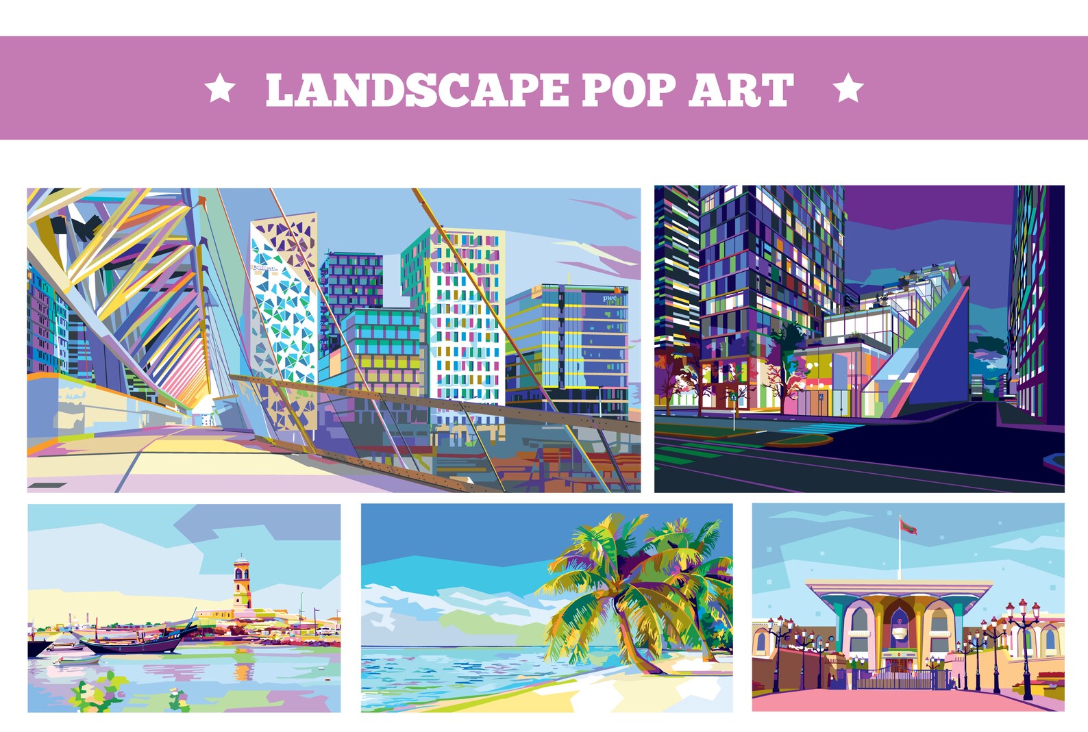 Custom Pop Art City Skyline Landscape Nature Landscape | Etsy