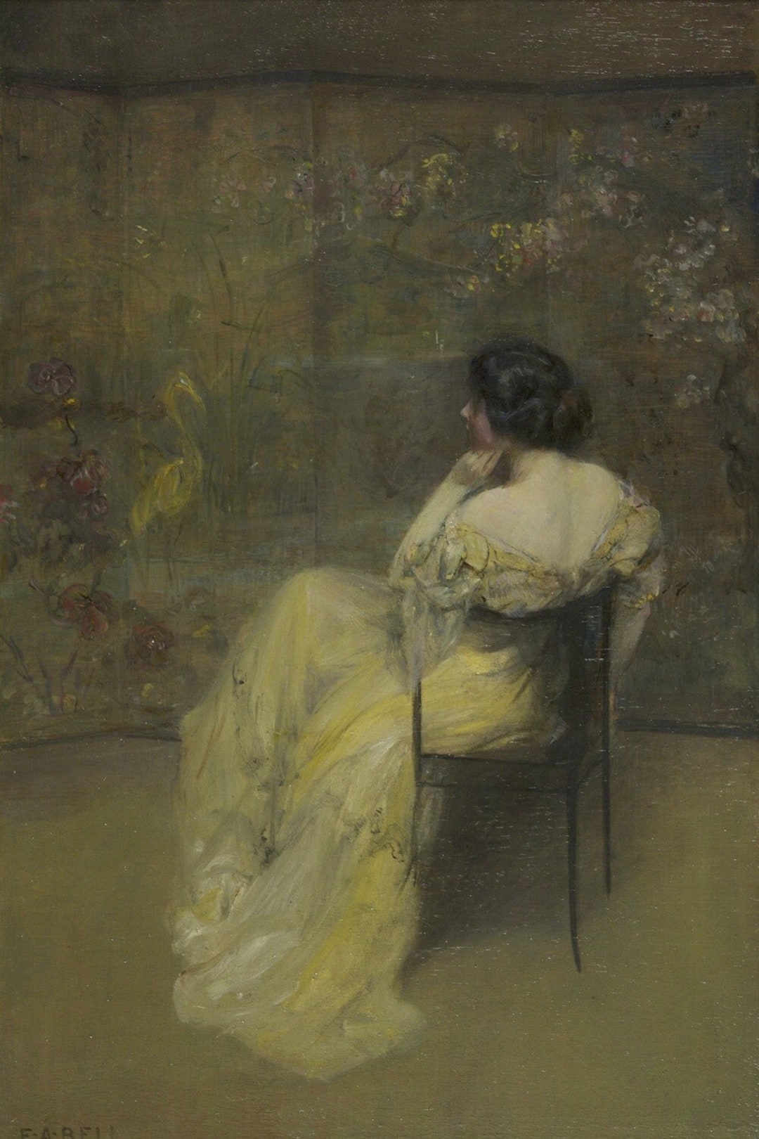 Edward August Bell - Japanese Screen (1912) Museum Quality Rolled Oil ...