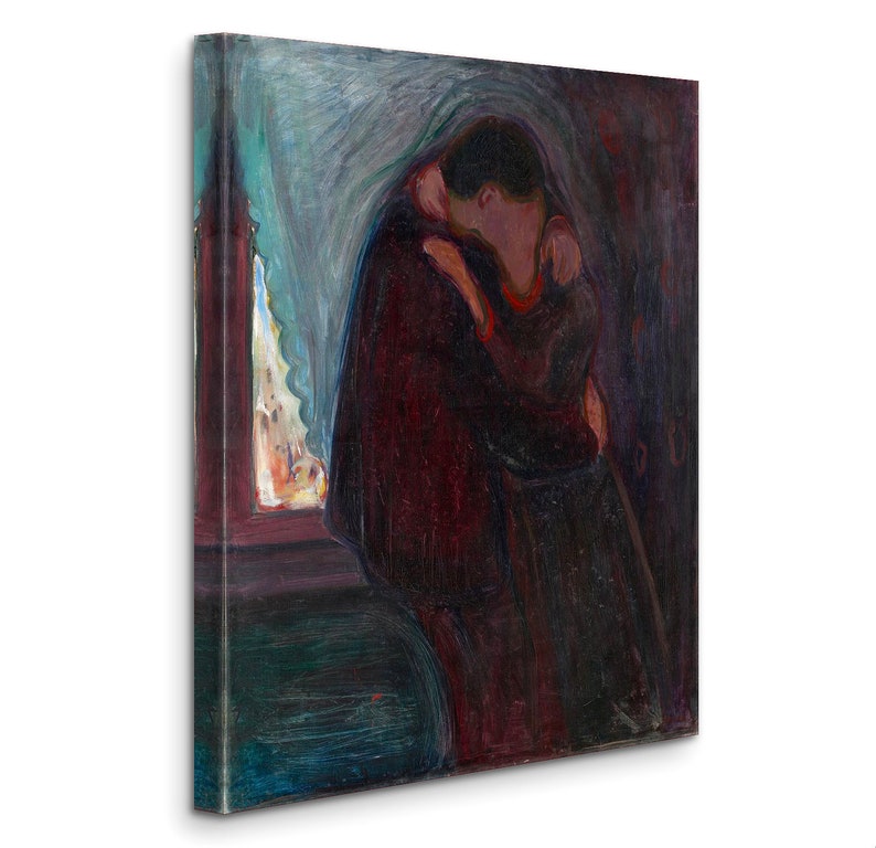 Edvard Munch, the Kiss 1897, Hand Painted Museum Quality Rolled Oil ...