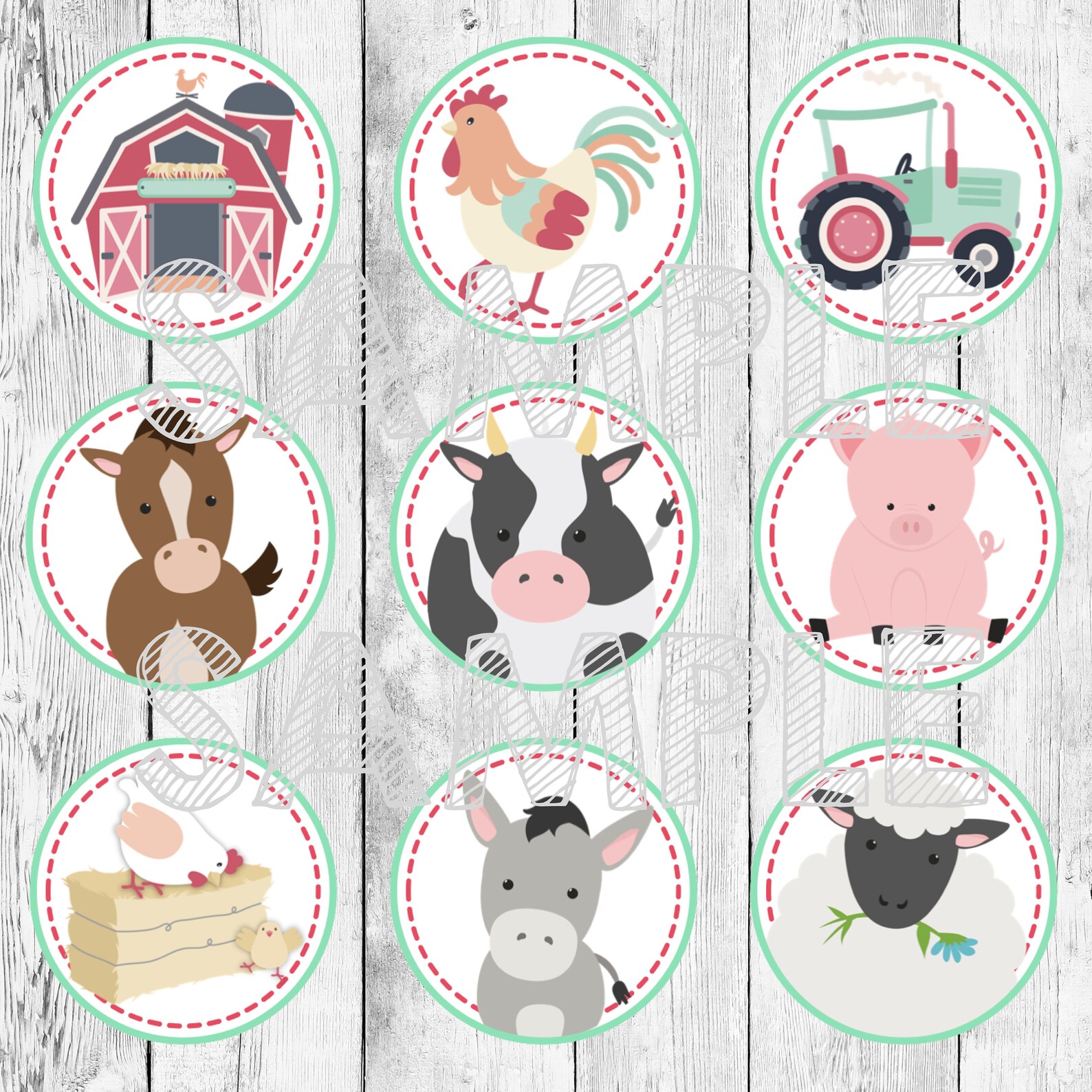Farm Party Cupcake Topper Printable/ Barnyard Animal Noise Birthday ...