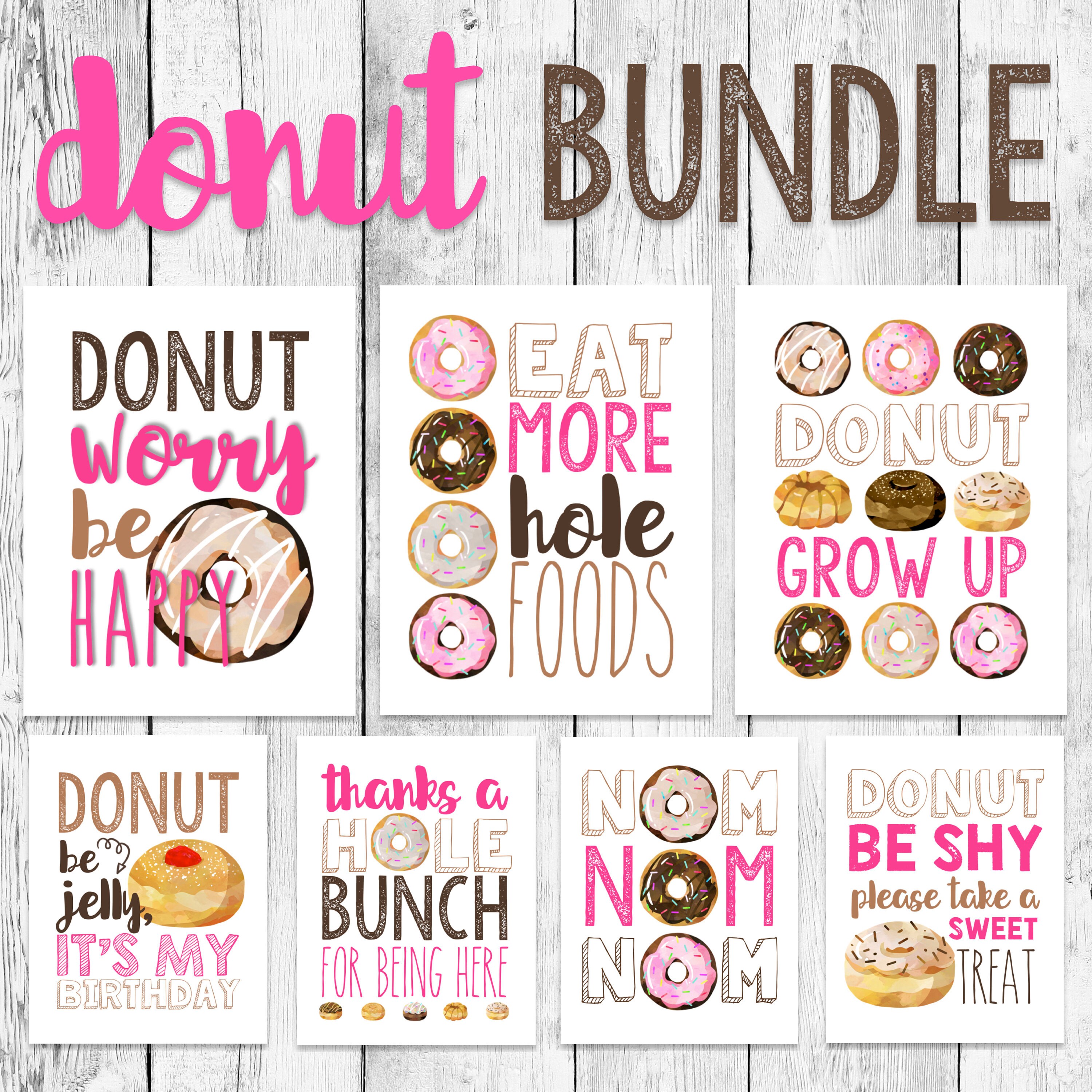 PINK Donut Word Art Bundle/ Party Printable/ First Birthday | Etsy