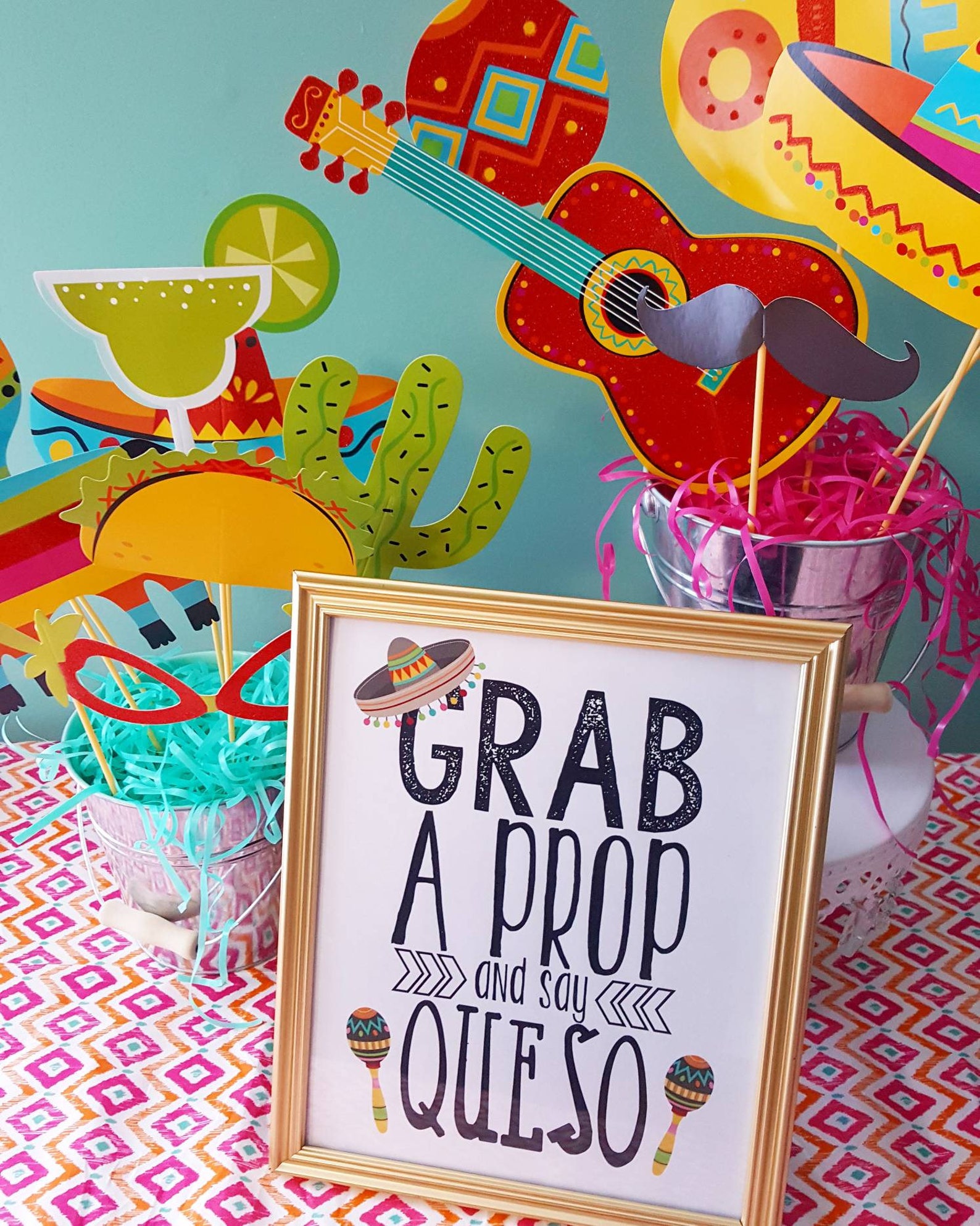 Grab a Prop and Say Queso/ Fiesta Photo Booth Prop/ Birthday - Etsy