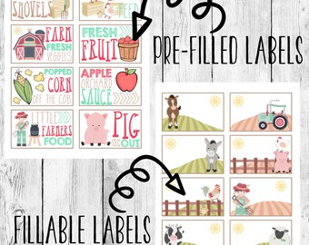 Farm Party Food Labels/ Editable Birthday Food Tents/ | Etsy