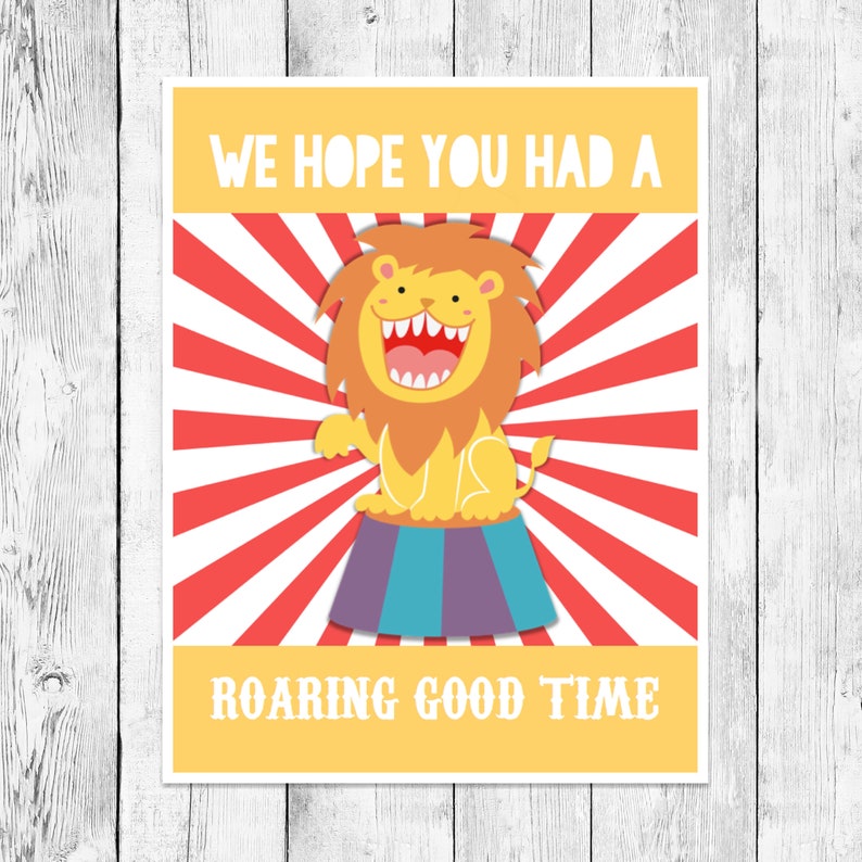 We Hope You Had a Roaring Good Time/ Big Top Circus Sign/ Lion Pun Word ...