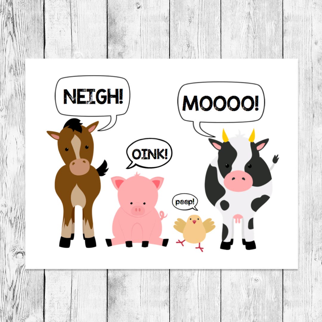 Barnyard Noises Party Printable/ Farm Animals Birthday Word Art/ Cow ...