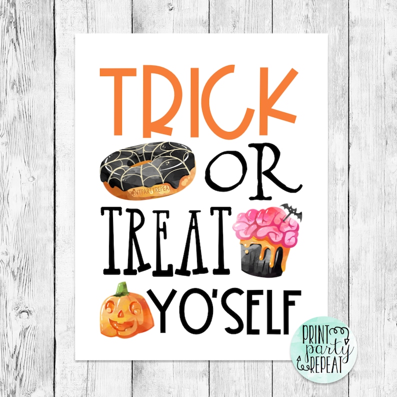 Trick or Treat Yo' Self Yourself Halloween Word Art/ | Etsy