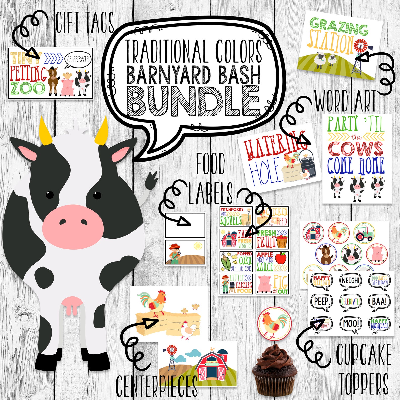 Barnyard Bash Bundle/ Farm Animal Party Decor Set/ Old - Etsy