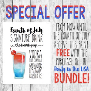 Fourth 4th of July Photo Booth Prop/ Birthday Party Word Art Printable ...