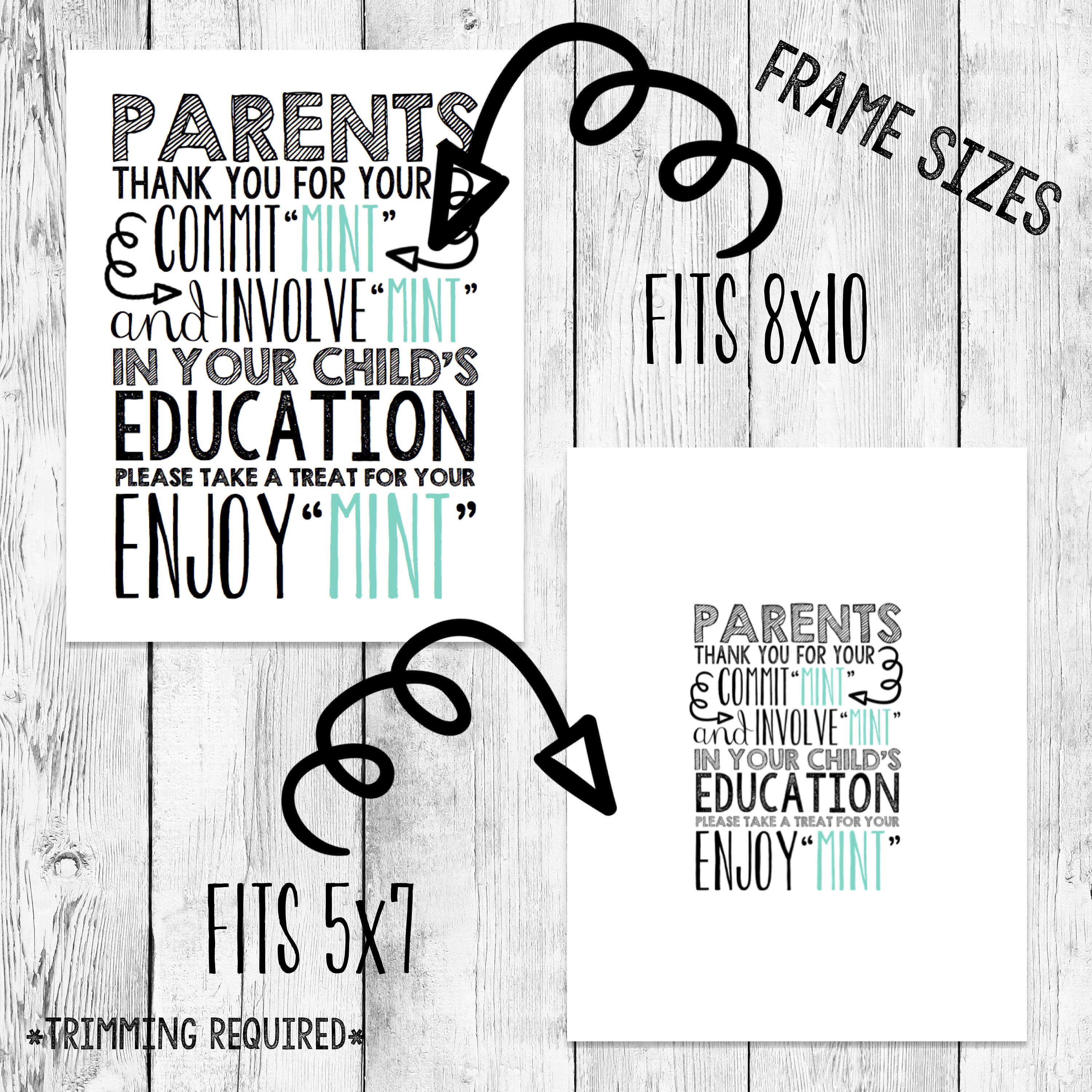 Back to School Night Mint Pun/ Parent Gift Word Art/ Teacher ...