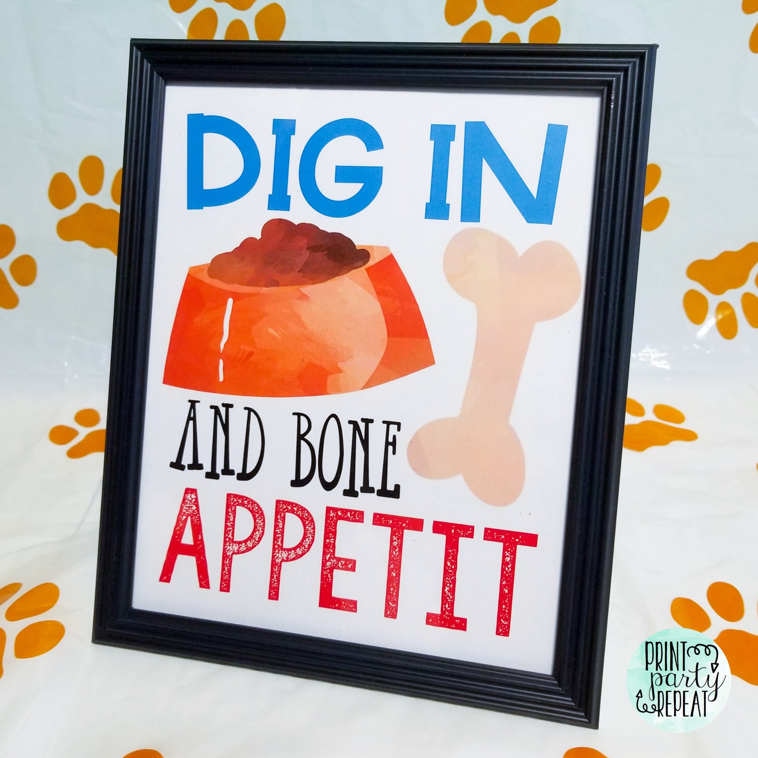Dog Pawty Word Art Bundle/ Puppy Paw Party Printable/ Bulldog Birthday ...
