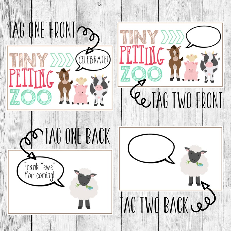 Farm Party Gift Labels/ Barnyard Animal Birthday Favor/ DIY - Etsy