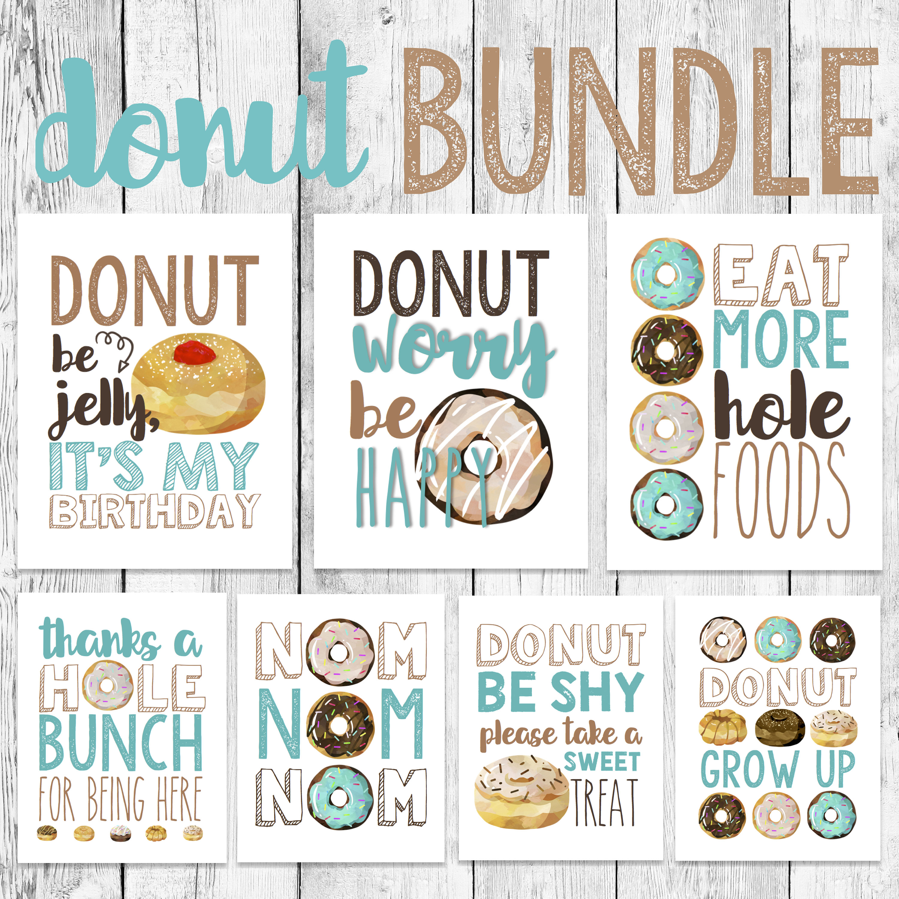 Donut Word Art Bundle/ Party Printable/ First Birthday | Etsy
