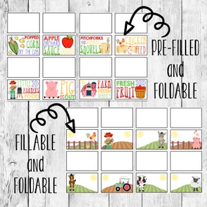 Farm Party Food Labels/ Editable Birthday Food Tents/ Printable ...