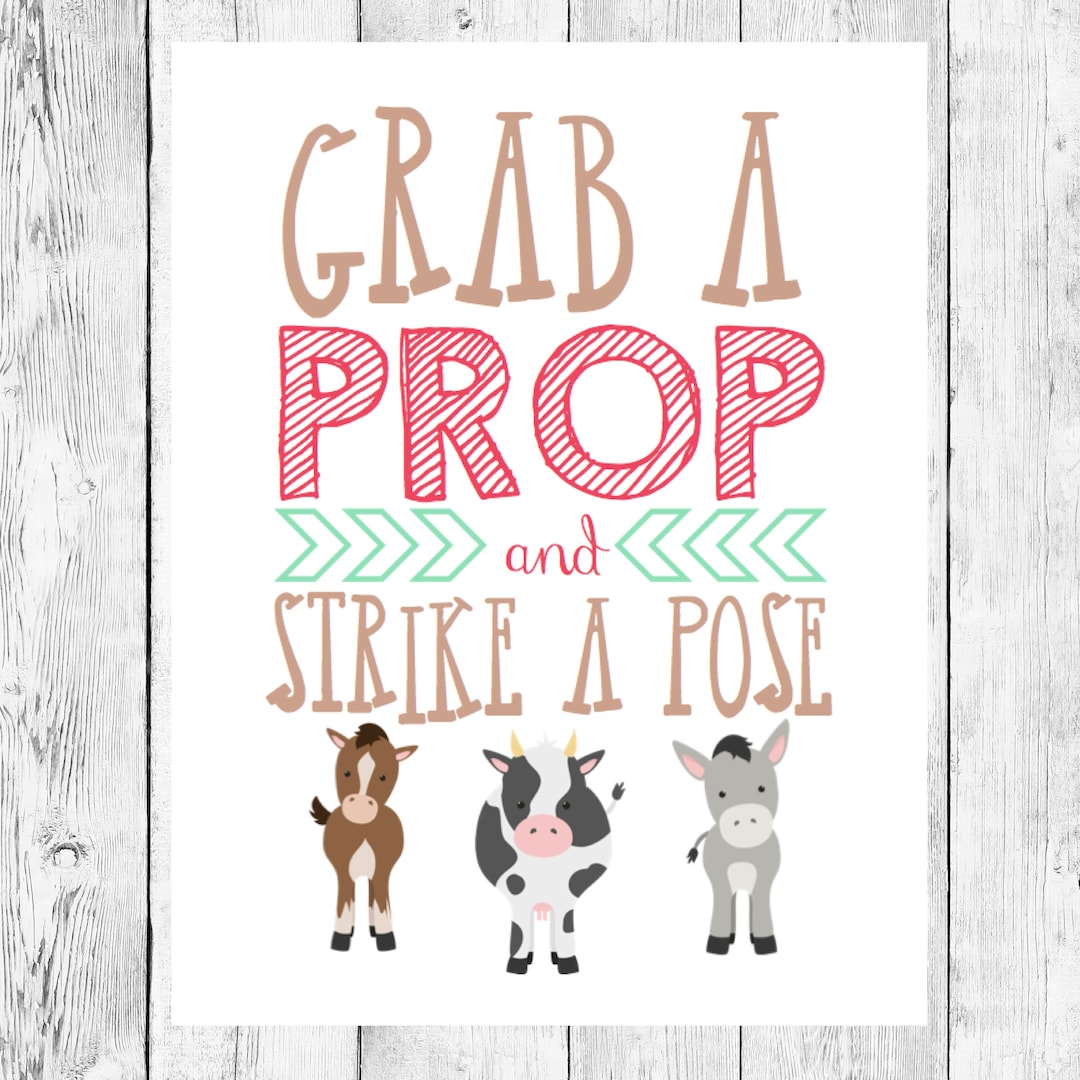 Farm Photo Booth Prop/ Birthday Party Word Art Printable/ Horse Donkey ...