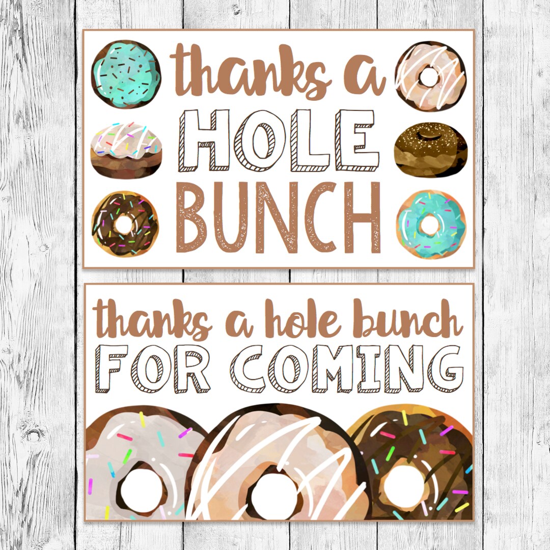 Thanks a HOLE Bunch Donut Party Gift Labels/ Chocolate Vanilla ...