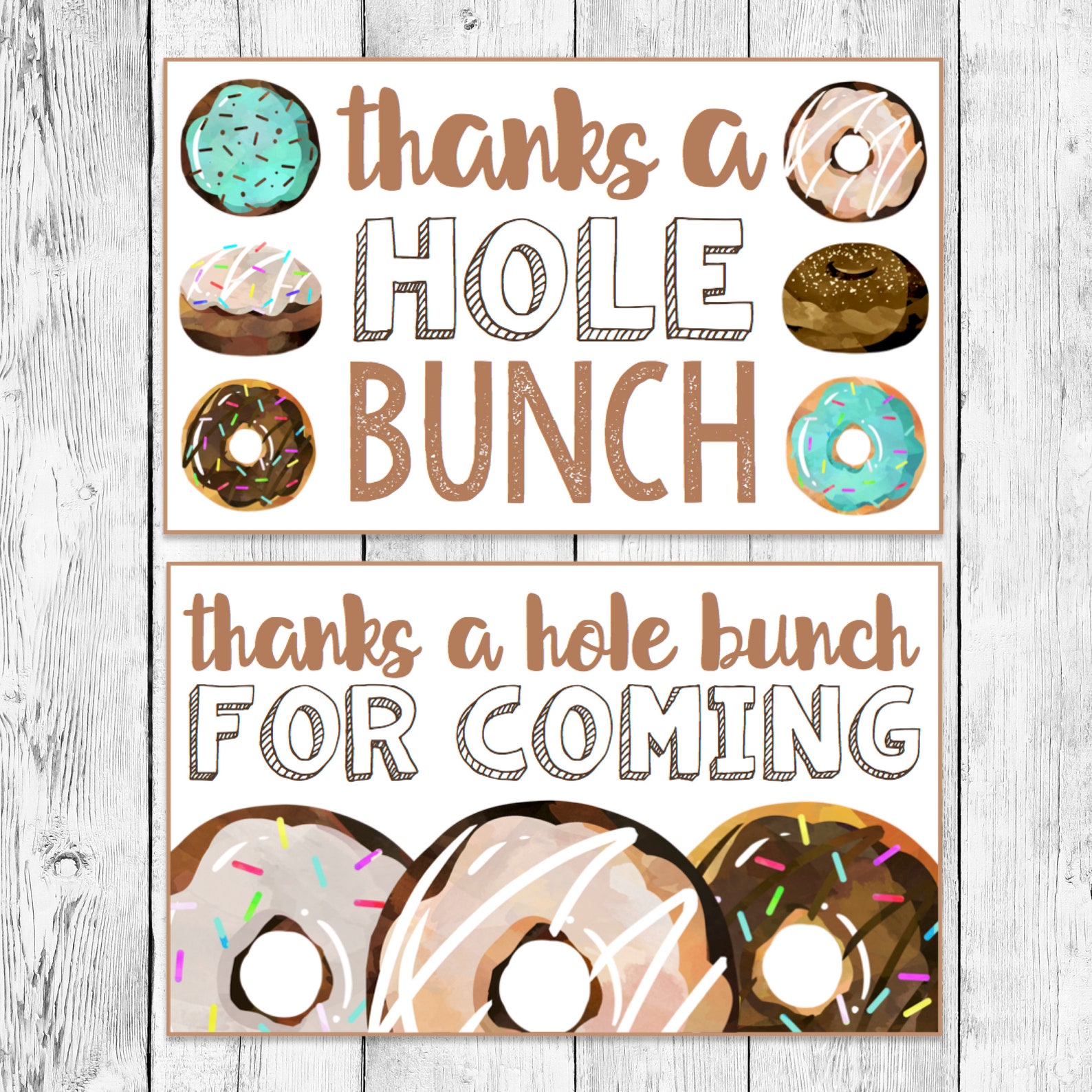 Thanks a HOLE Bunch Donut Party Gift Labels/ Chocolate Vanilla - Etsy