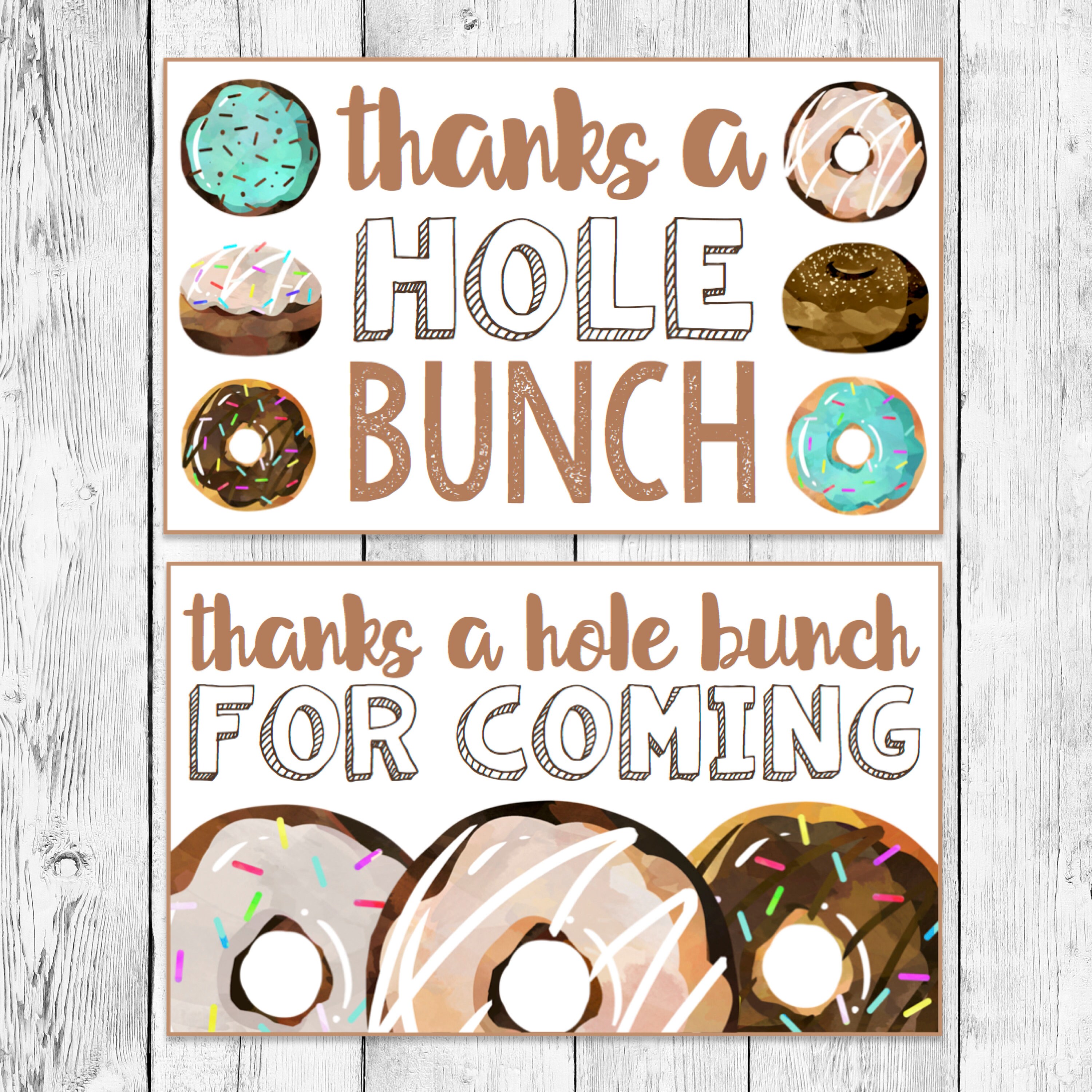 Thanks a HOLE Bunch Donut Party Gift Labels/ Chocolate Vanilla | Etsy