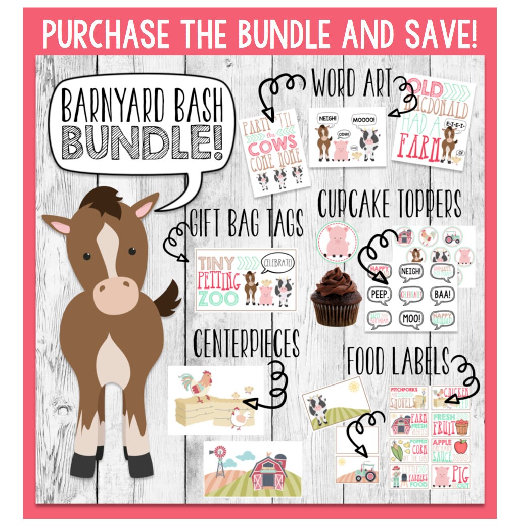 Farm Party Cupcake Topper Printable/ Barnyard Animal Noise Birthday ...