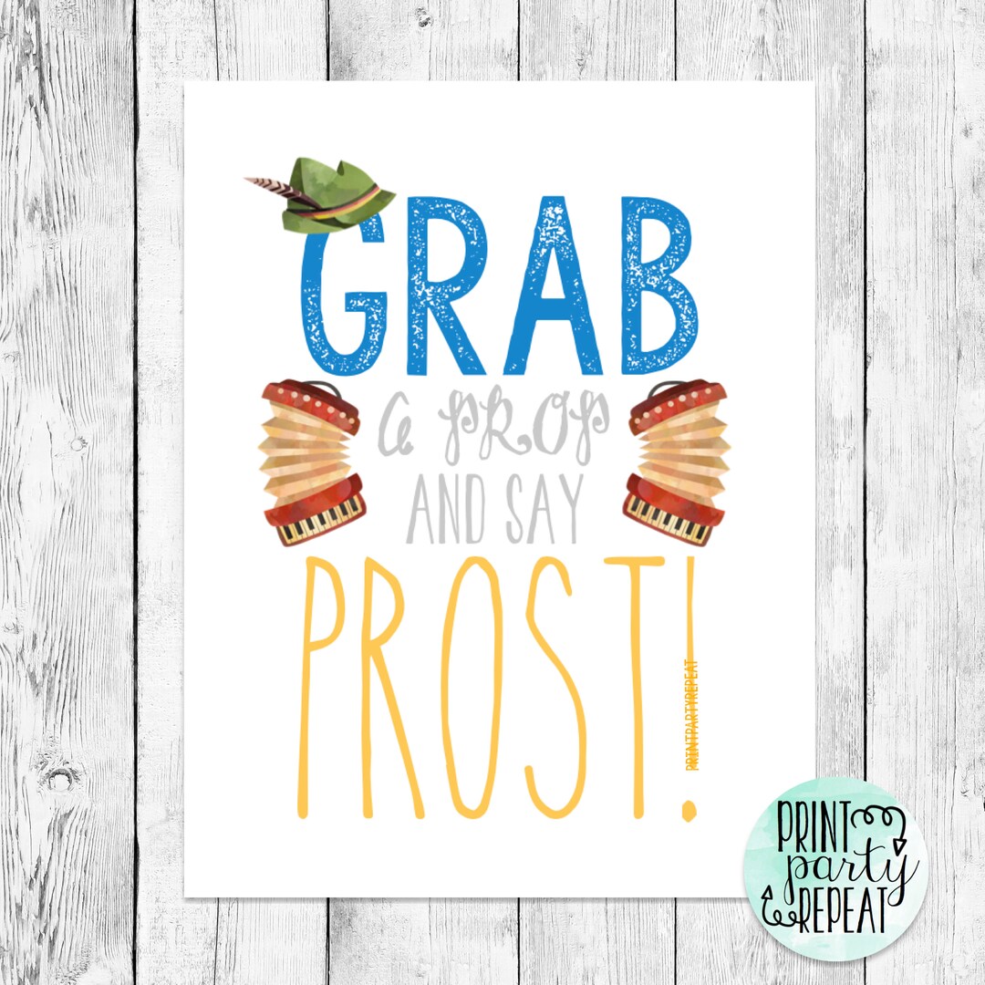 Oktoberfest Word Art Grab a Prop and Say Prost Photo Booth Sign/ Beer ...