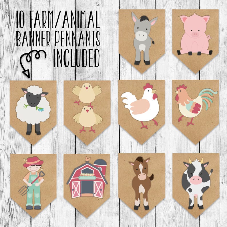 Birthday Banner Printable/ Barnyard Animal Bunting/ Event - Etsy