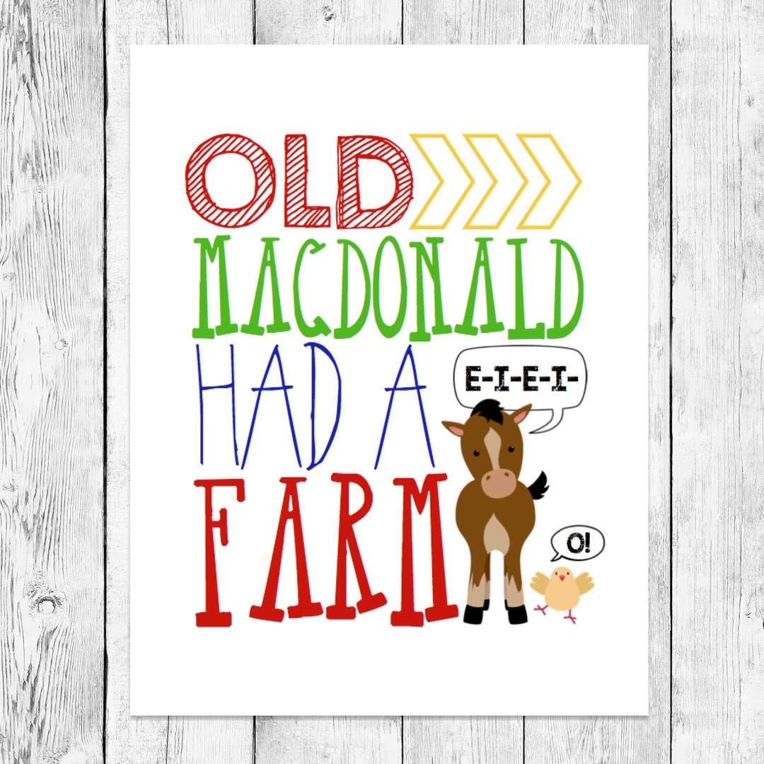 Old Macdonald Party Printable/ Farm Animals Birthday Word Art/ Horse ...