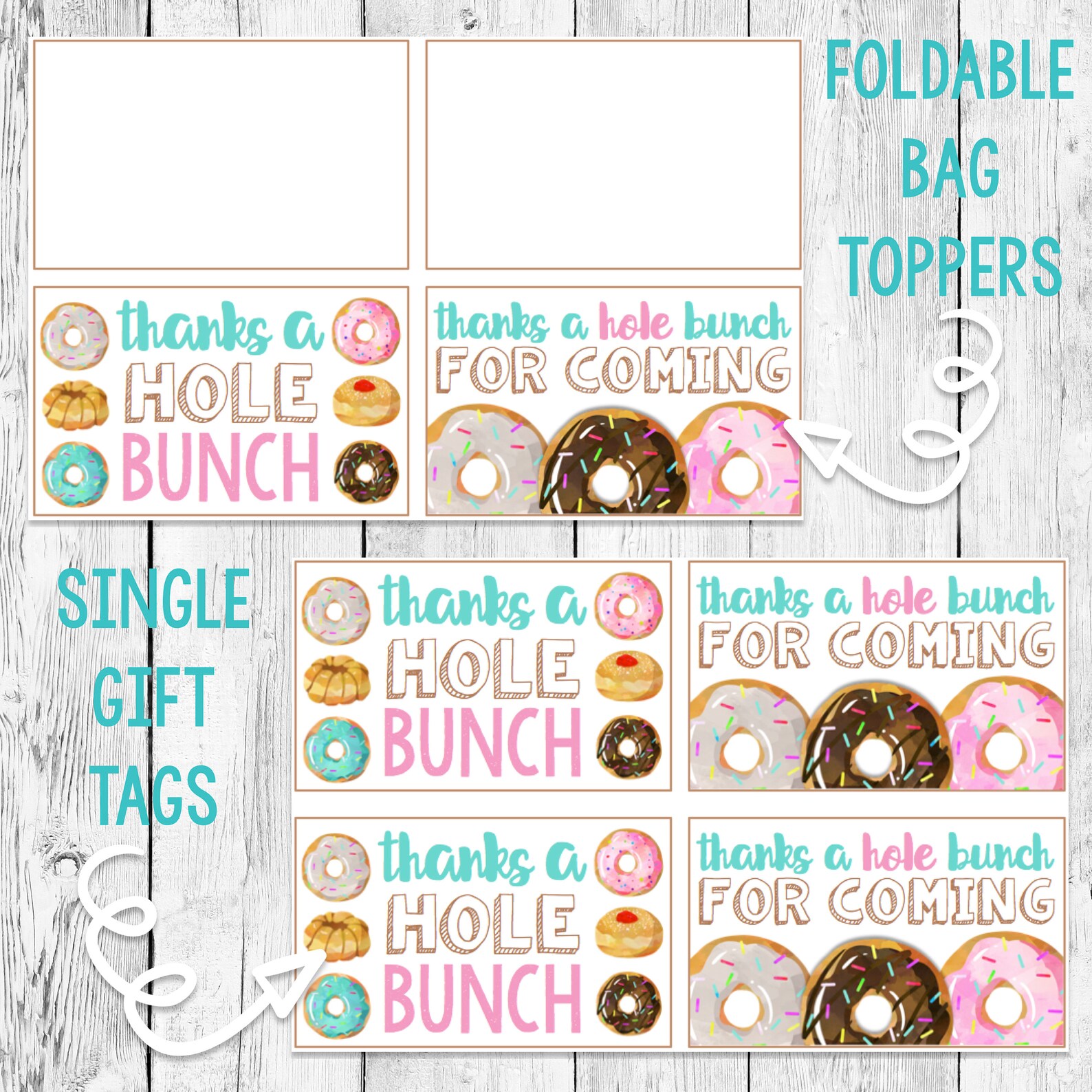 Thanks a HOLE Bunch PINK Donut Party Gift Labels/ Chocolate - Etsy