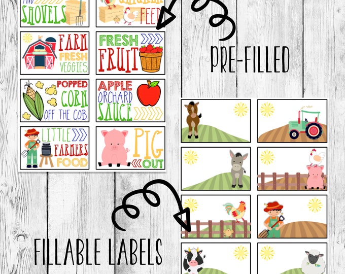 Farm Party Food Labels/ Editable Birthday Food Tents/ Printable ...