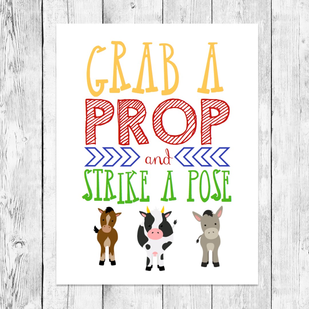 Farm Photo Booth Prop/ Birthday Party Word Art Printable/ Horse Donkey ...