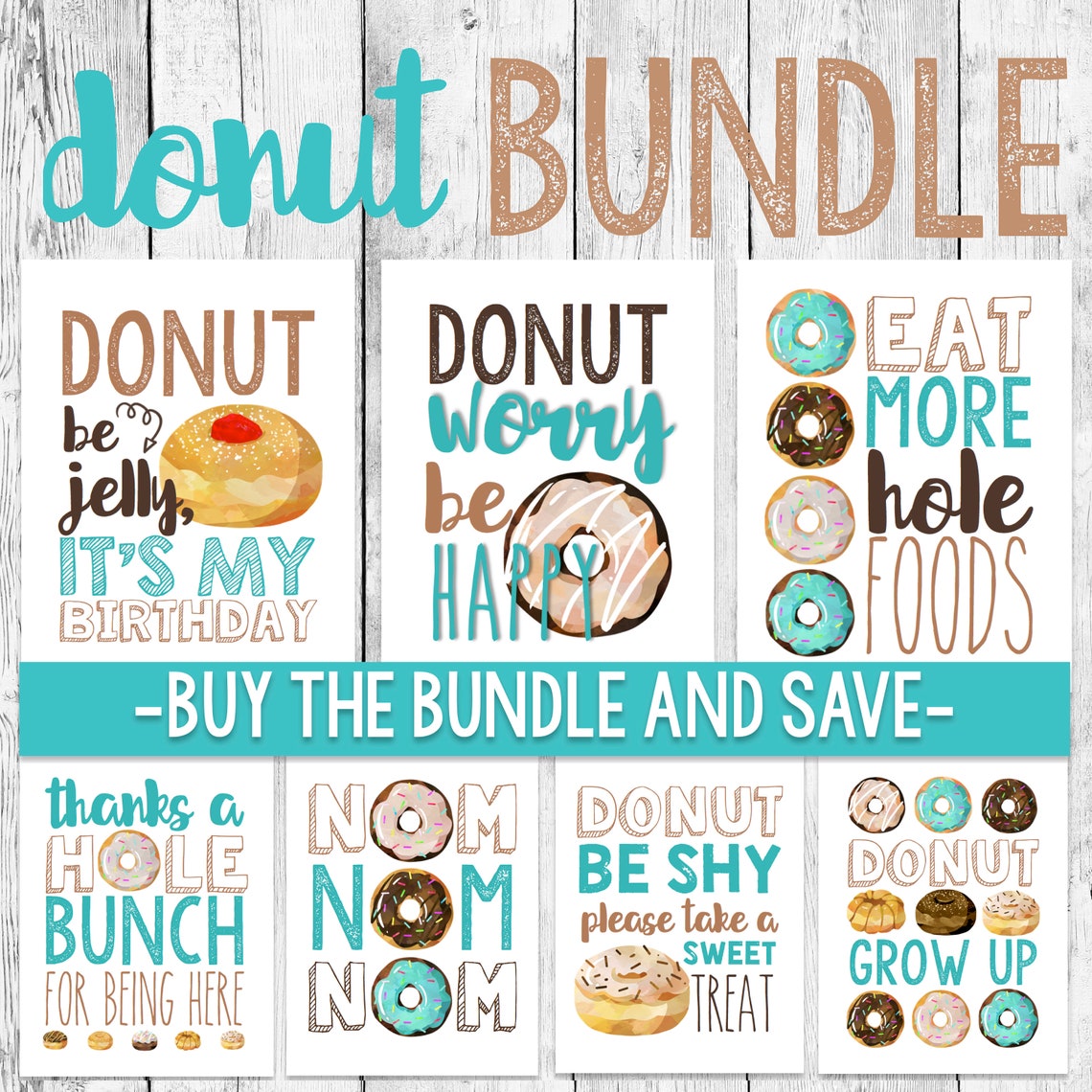 Donut Worry Be Happy/ Doughnut Party Pun Word Art/ Printable/ | Etsy