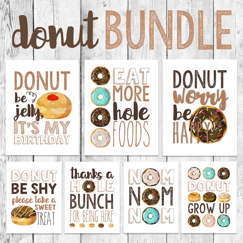 Donut Word Art Bundle/ Party Printable/ First Birthday Celebration ...